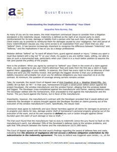 Understanding the Implications of "Defending" Your Client - a/e ProNet
