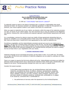 Indemnification: How to Identify Unacceptable Risks (Vol. 4, No. 2 ...